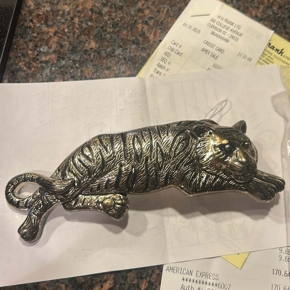Early 2000’s Tiger Belt Buckle Silver Tone Vintage Euc - Gem